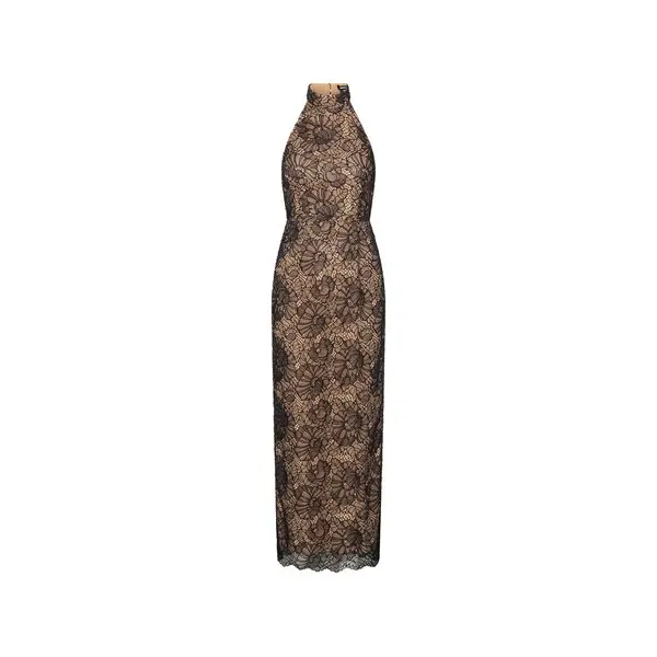 ROTATE BY BIRGER CHRISTENSEN Lace Halterneck Evening Dress - Black