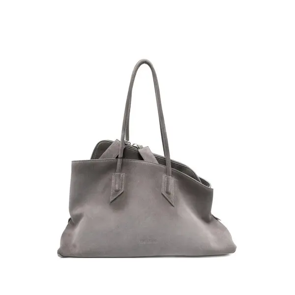 Attico Grey Calf Leather Shoulder Bag - Gray