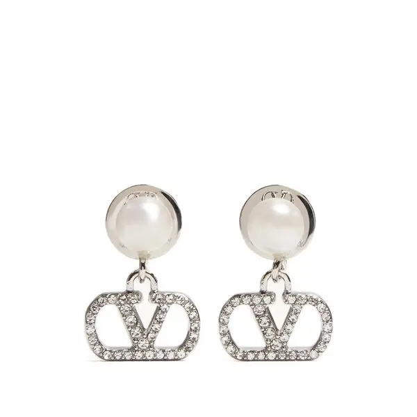 Valentino Garavani Tone Faux Pearl Drop Earrings - Silver