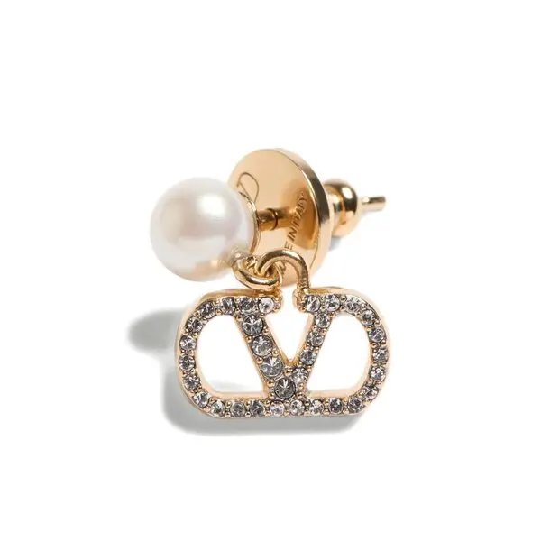 Valentino Garavani Crystal Embellished Pearl Drop Earrings