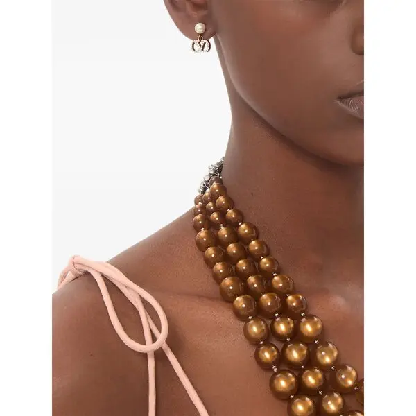 Valentino Garavani Crystal Embellished Pearl Drop Earrings