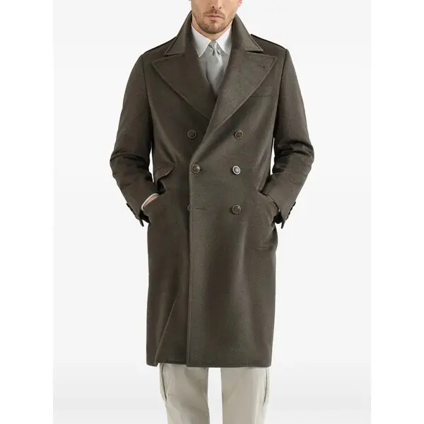 Brunello Cucinelli Double Breasted Virgin Wool Coat