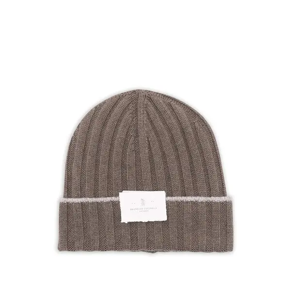 Brunello Cucinelli Cashmere Ribbed Knit Beanie - Brown