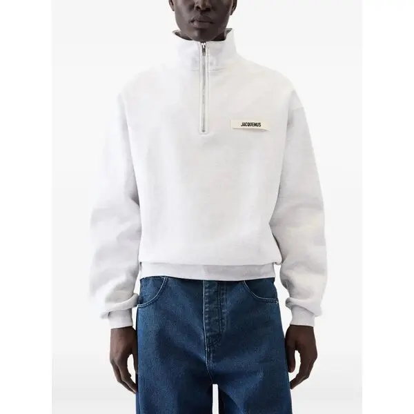 Jacquemus Grey Cotton Quarter-zip Sweatshirt - Multicolor