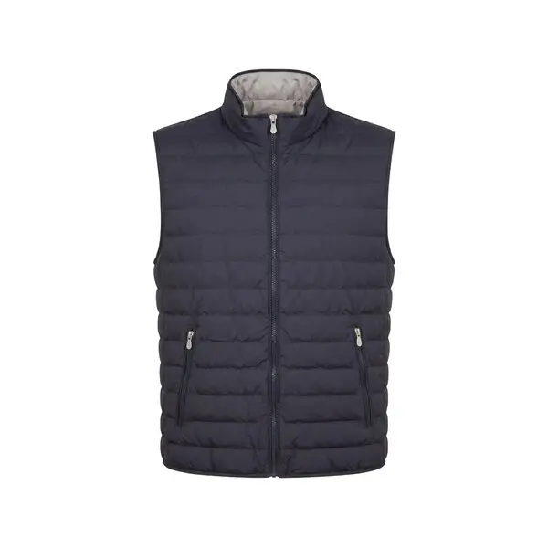 Brunello Cucinelli Sleeveless Quilted High Neck Vest - Blue