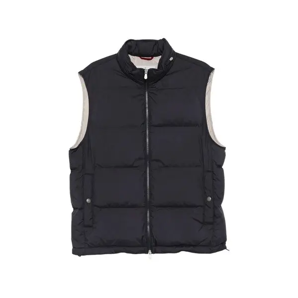 Brunello Cucinelli Sleeveless Quilted High Neck Vest - Blue