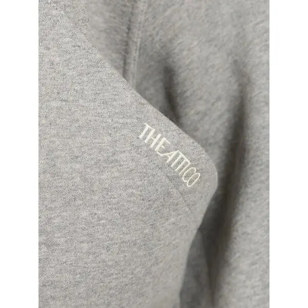 Attico Grey Embroidered Logo Full Zip Hoodie