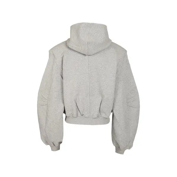 Attico Grey Embroidered Logo Full Zip Hoodie