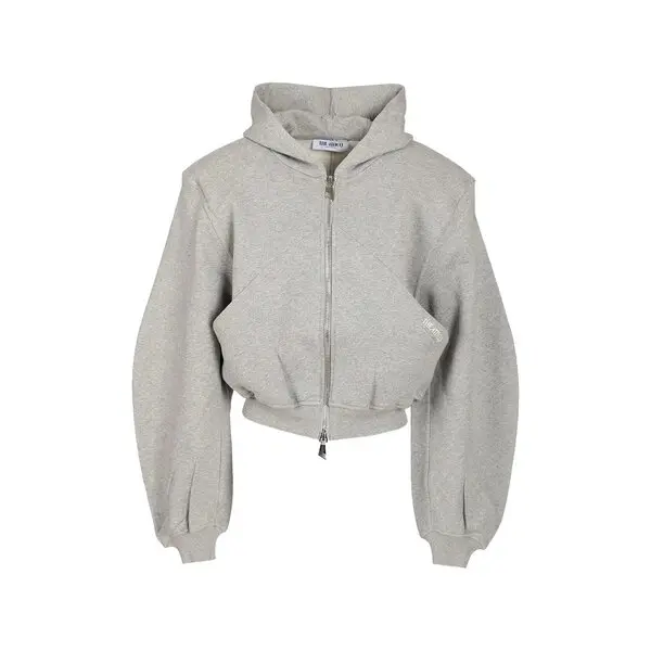 Attico Grey Embroidered Logo Full Zip Hoodie - Gray