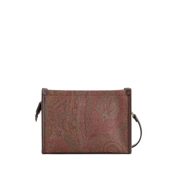 Etro Paisley Pattern Logo Embroidered Clutch Bag - Red