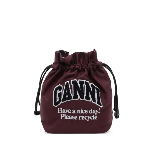 GANNI Nylon Bucket Bag - Brown