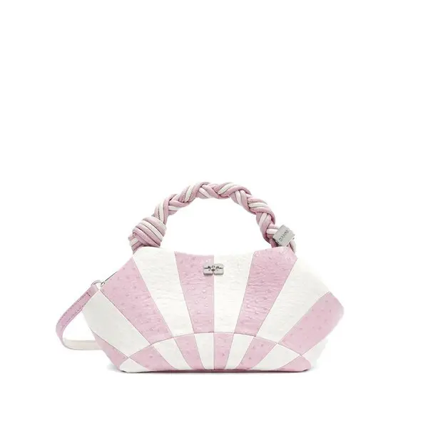 GANNI Textured Leather Shoulder Bag - Pink
