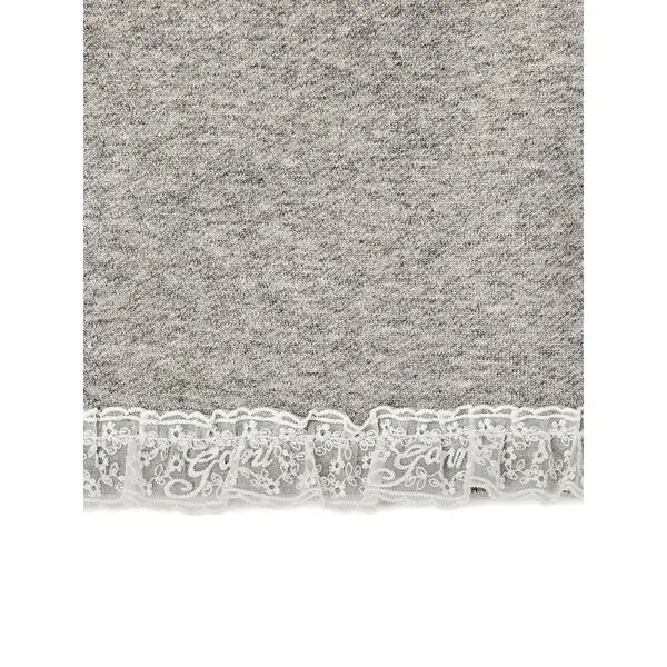 GANNI Grey Marl Jersey Shorts With Lace Trim