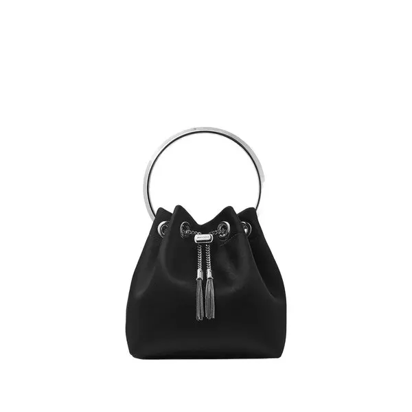JIMMY CHOO Satin Bucket Bag - Black
