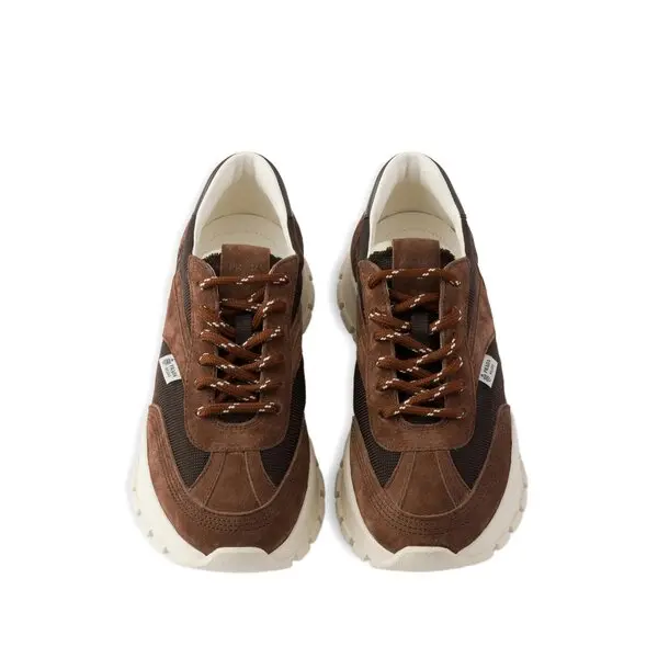 Prada Suede And Mesh Lace-up Sneakers - Brown