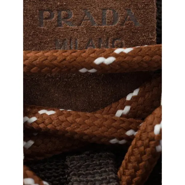 Prada Suede And Mesh Lace-up Sneakers - Brown