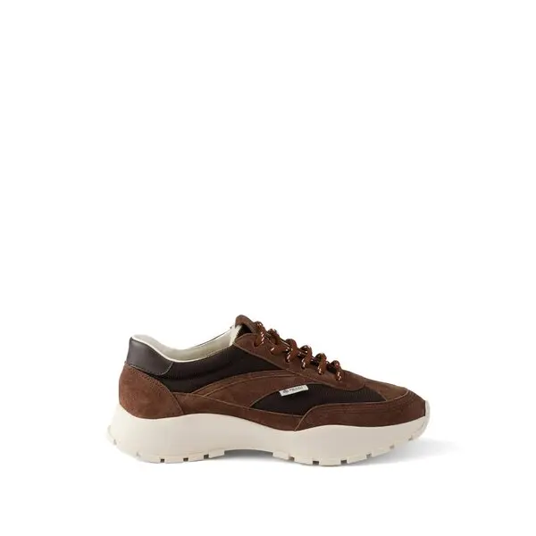 Prada Suede And Mesh Lace-up Sneakers - Brown