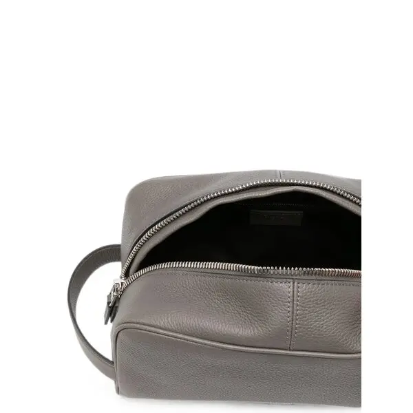 TOM FORD Grey Leather Wash Bag - Gray