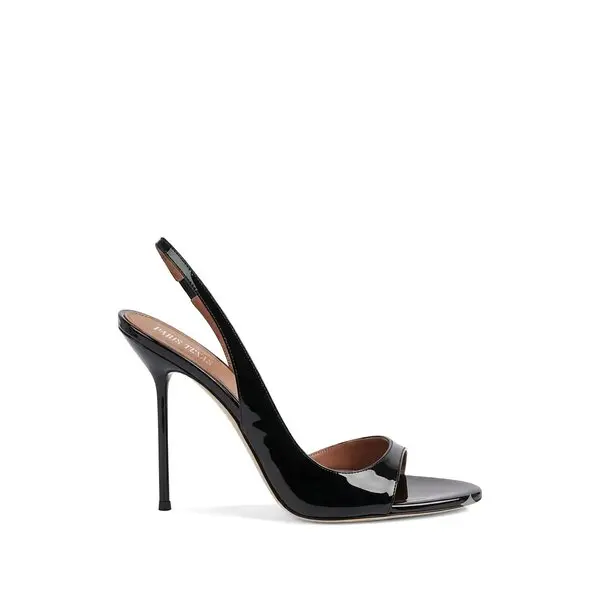 Paris Texas Patent Calf Leather Slingback Stiletto Heels - Black