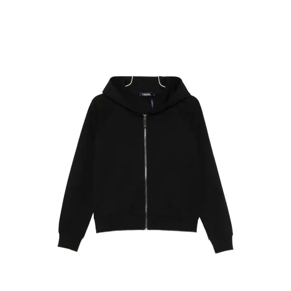 Max Mara Zip-up Hoodie With Rear Logo Embroidery - Black