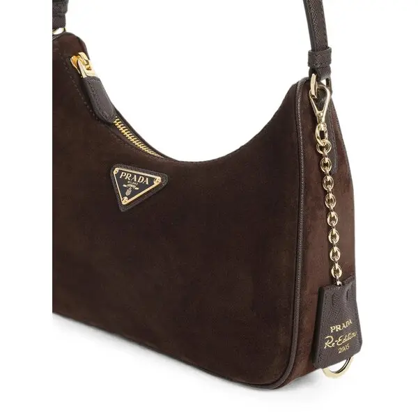 Prada Calf Suede Tote Bag - Brown