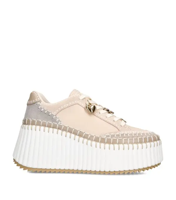 Chloé Leather Nama Runner Platform Sneakers - Grey
