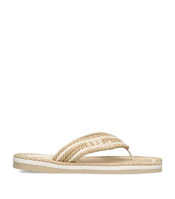 Chloé Raffia Logo Thong Sandals - White