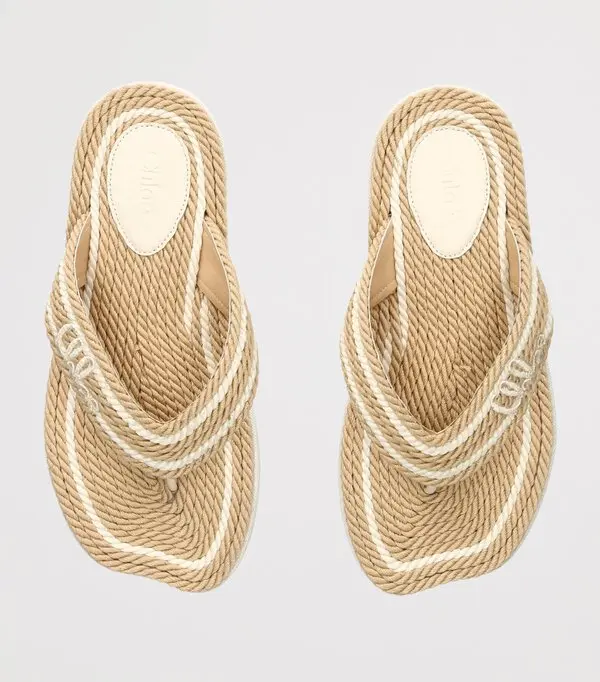 Chloé Raffia Logo Thong Sandals