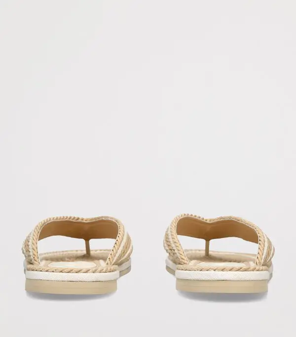Chloé Raffia Logo Thong Sandals