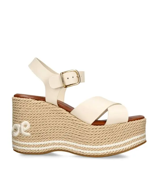 Chloé Leather Sand Wedge Espadrilles 105 - White