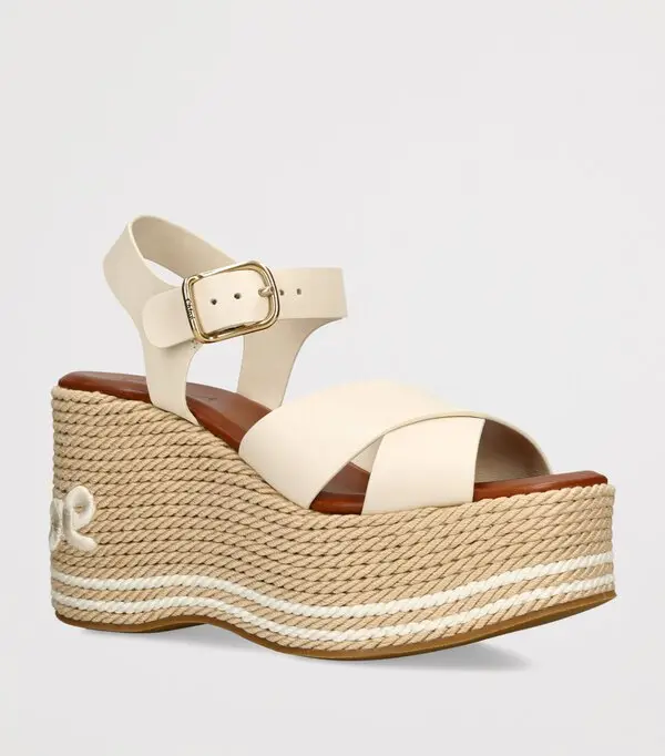 Chloé Leather Sand Wedge Espadrilles 105