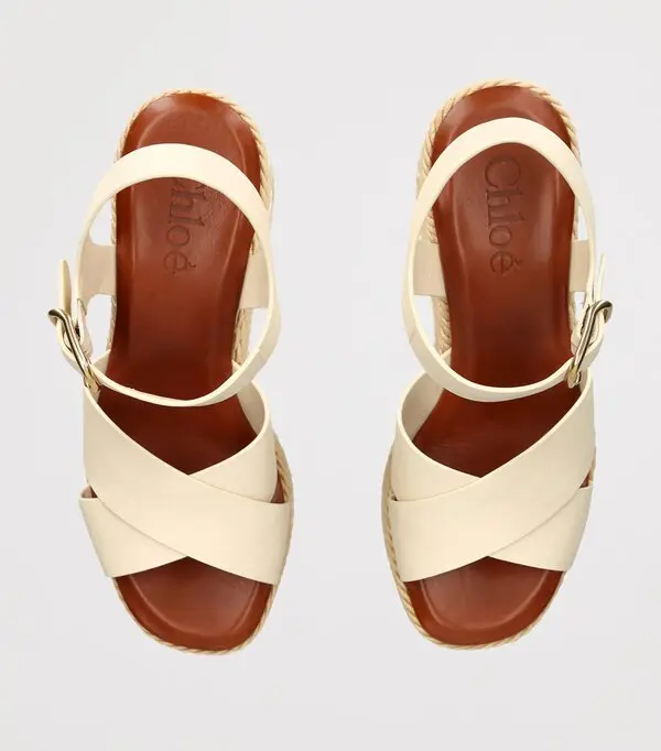 Chloé Leather Sand Wedge Espadrilles 105