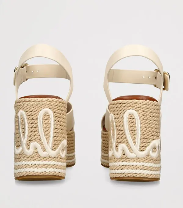 Chloé Leather Sand Wedge Espadrilles 105