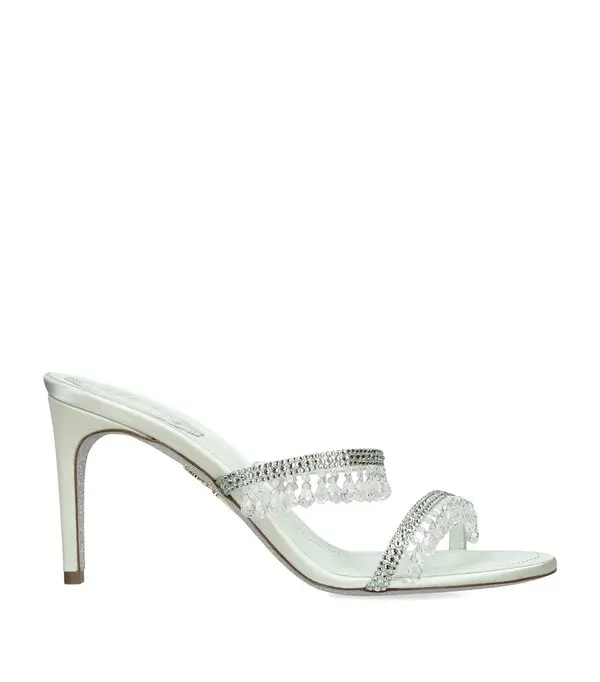 Rene Caovilla Leather Embellished Mule - Green