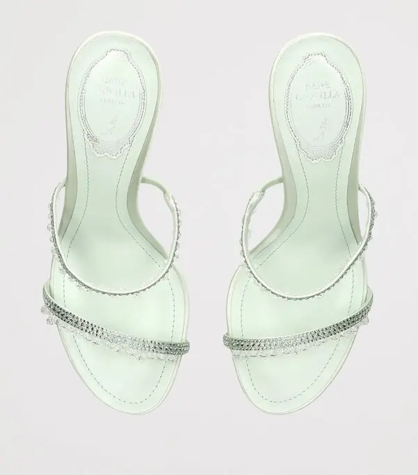 Rene Caovilla Leather Embellished Mule - Green
