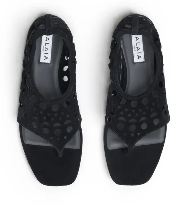 Alaïa Suede Vienne Thong Sandals