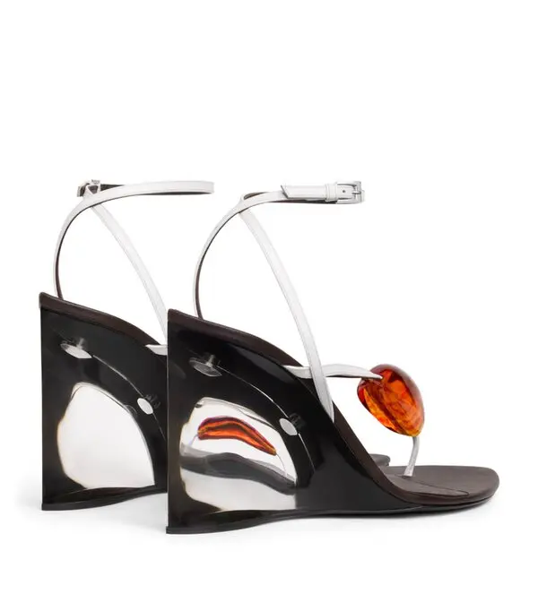 Alaïa Leather Invisible Jewel Wedge Sandals 90