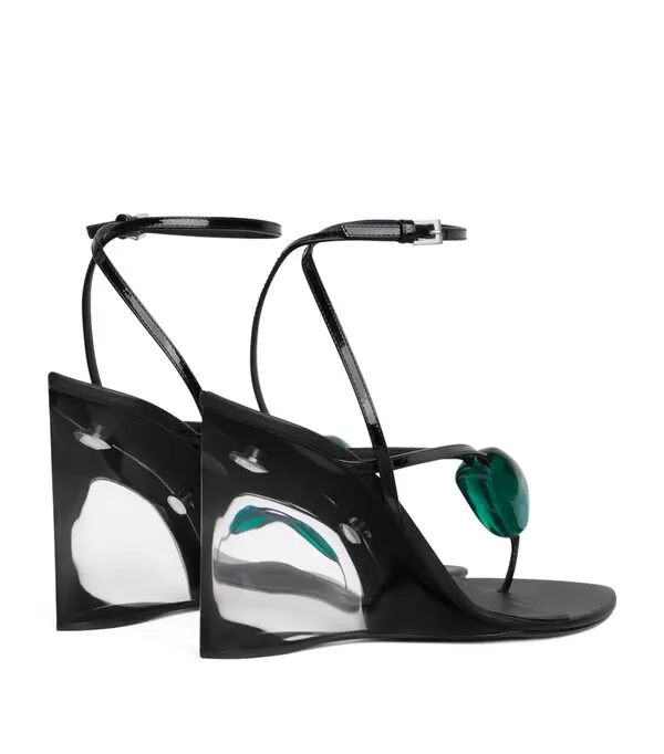 Alaïa Leather Invisible Jewel Wedge Sandals 90