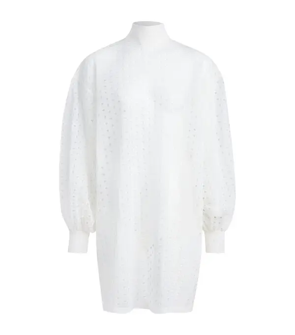 Alaïa Silk Eyelet Tunic Top