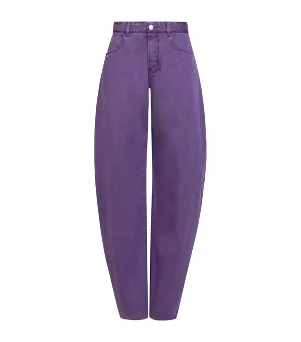 Alaïa Round High-rise Wide-leg Jeans - Purple