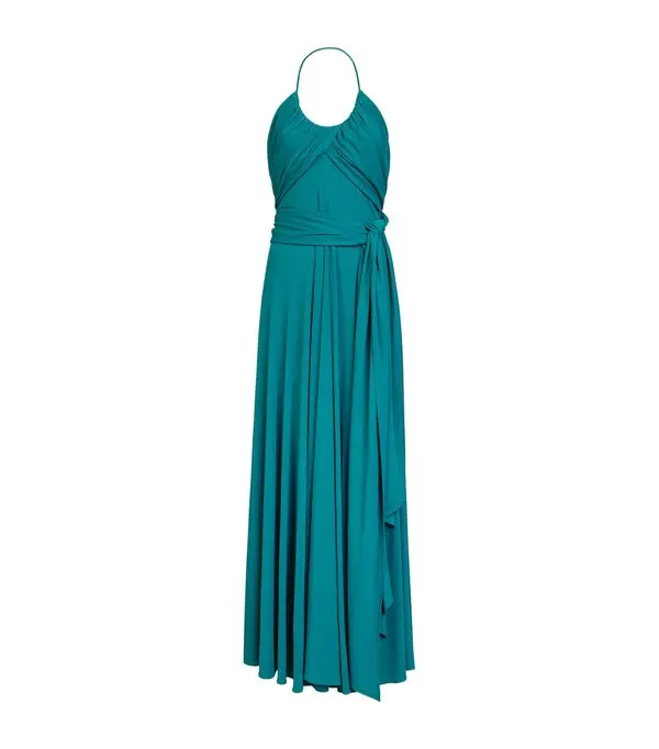 Alaïa Jersey Draped Maxi Dress - Blue