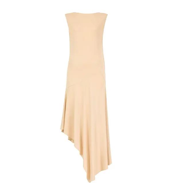 Alaïa Jersey Asymmetric Midi Dress - Beige
