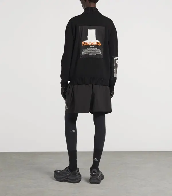 Balenciaga Wool Artwork Patch Zip-up Jacket