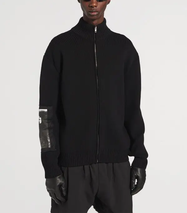 Balenciaga Wool Artwork Patch Zip-up Jacket
