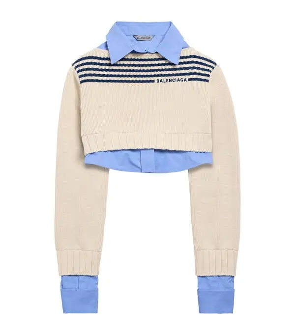 Balenciaga Double Layer Sweater Shirt - Blue