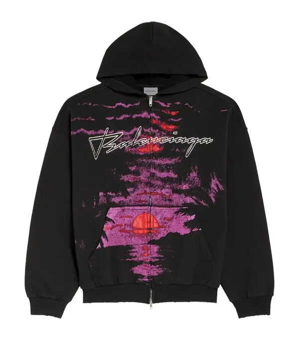 Balenciaga Cotton Dream Print Hoodie - Black