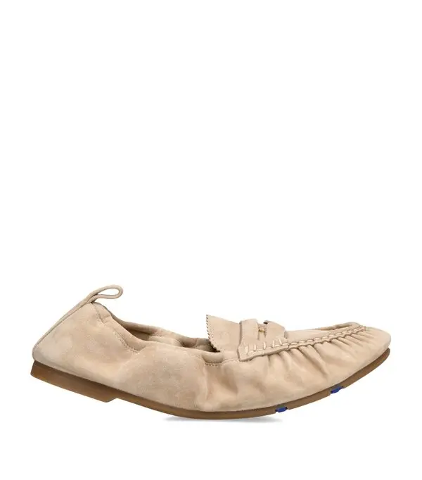 Burberry Suede Fawn Loafers - Ivory