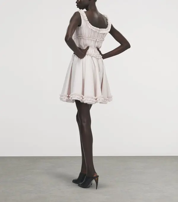 Alexander McQueen Pinstripe Cotton Ruffled Mini Dress