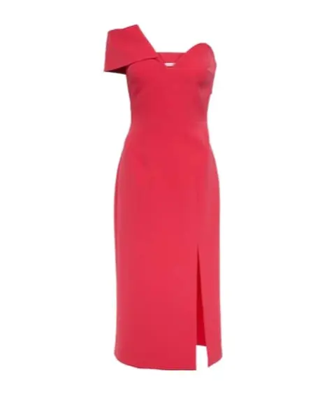 SAFIYAA LONDON Opal Off-shoulder Crepe Midi Dress
