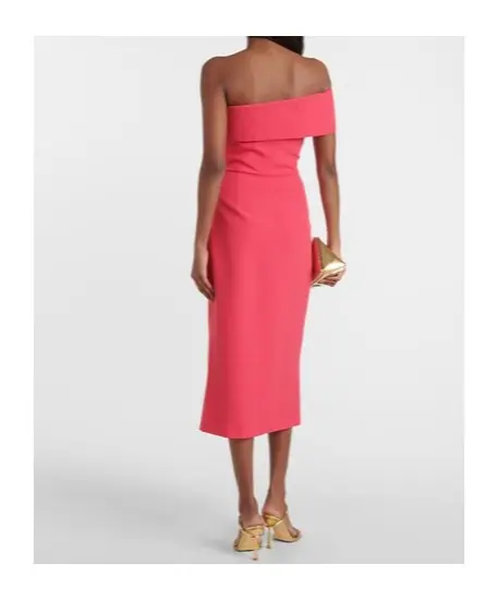 SAFIYAA LONDON Opal Off-shoulder Crepe Midi Dress